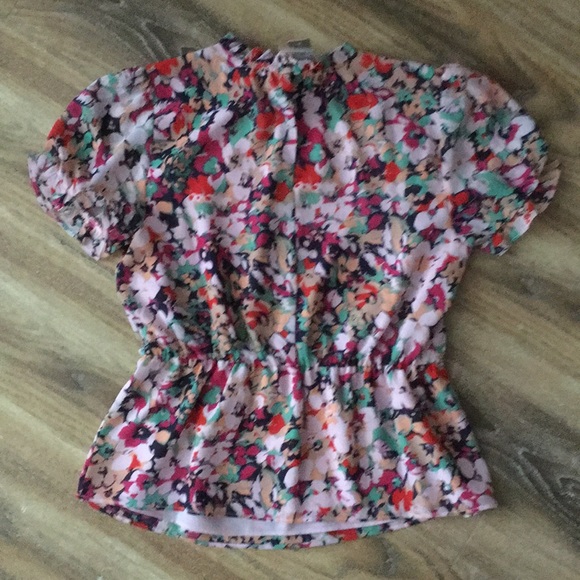 J. Crew | Tops | J Crew Ruffle Neck Blouse Floral Print Chiffon Nwt ...